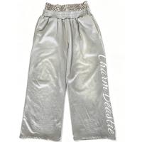 China Faded Mens Wide Leg Pants Leopard Waist Terry Wide Leg Sweatpants Vertical Letter Embroidery for sale