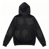 China Vintage Faded Washed Hoodie, Leopard Print Lined Hood Oversized Black Sweatshirt for Men for sale