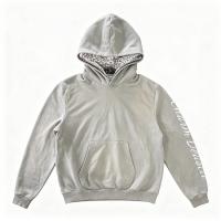 China Vintage Faded Washed Hoodie, Leopard Print Lined Hood Oversized Black Sweatshirt for Men for sale