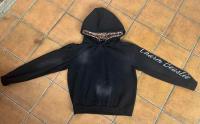 China Vintage Faded Washed Hoodie, Leopard Print Lined Hood Oversized Black Sweatshirt for Men for sale