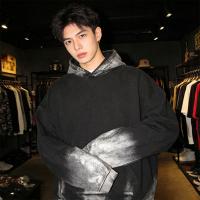 China A528 Vintage Gradient Washed Hoodie Men Oversized Spray Fade Pullover Streetwear Hooded Sweatshirt for sale