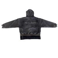 China A530 Chiying Vintage Acid Wash Double Layer Zip Up Hoodie Men Oversized Cursive Back Print Streetwear Jacket for sale
