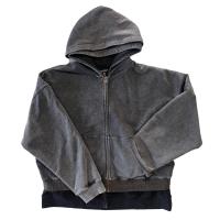 China A530 Chiying Vintage Acid Wash Double Layer Zip Up Hoodie Men Oversized Cursive Back Print Streetwear Jacket for sale