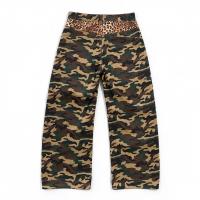 China Camouflage Leopard Spliced Wide Leg Cargo Pants, Unisex Stitch Detail Streetwear Loose Baggy Camo Trousers for sale
