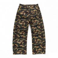 China Camouflage Leopard Spliced Wide Leg Cargo Pants, Unisex Stitch Detail Streetwear Loose Baggy Camo Trousers for sale