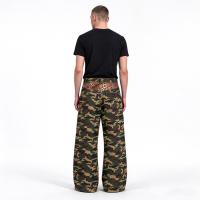 China Camouflage Leopard Spliced Wide Leg Cargo Pants, Unisex Stitch Detail Streetwear Loose Baggy Camo Trousers for sale