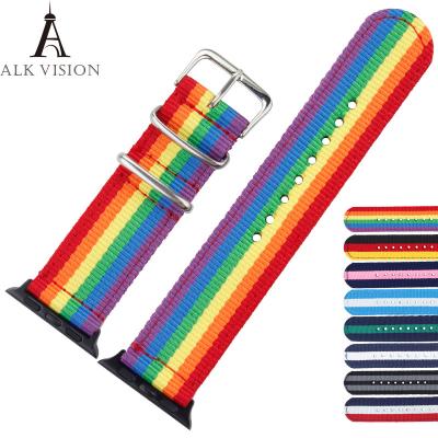 China Watchband for apple watch LGBT Accesorios Pride Rainbow Belt Band Strap for iwatch 4/3/2/1 38 40 42 44mm Bracelet Pin Bu for sale
