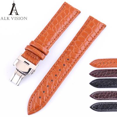 China ALK Leather Watch Band Bracelet Strap butterfly deployant Clasp buckle Watchband 12 13 14 15 16 17 18 19 20 21 22 24mm for sale