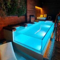 China Acrylic Plexiglass Pool Fence Panels for Pressure Resistant Swimming Pool Enclosure for sale