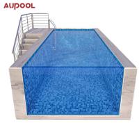China Jade Inlaid Marble Surface Material Swimming Pool With Acrylic Window For Easy Install for sale