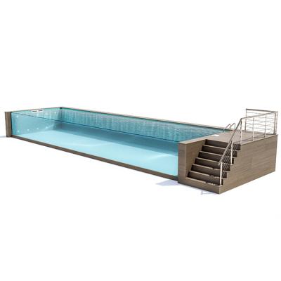 China Customized Stainless Steel Above Ground Pool with Coffee Color Wood Plastic Board for sale