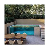 China Customized Stainless Steel Above Ground Pool with Coffee Color Wood Plastic Board for sale