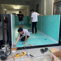 China Customized Stainless Steel Above Ground Pool with Coffee Color Wood Plastic Board for sale
