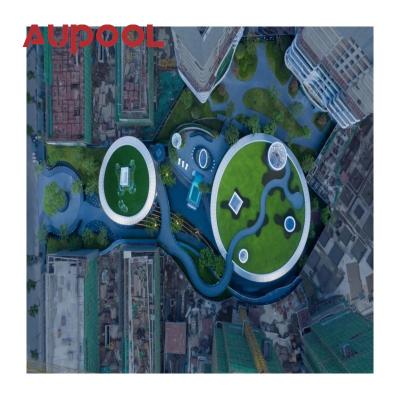 China Cast Acrylic Panel Two Rings PVC Transparent Blue Large Adult Inflatable Pool Outdoor for sale