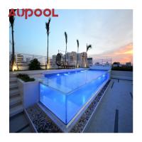 China Cast Acrylic Panel Two Rings PVC Transparent Blue Large Adult Inflatable Pool Outdoor for sale