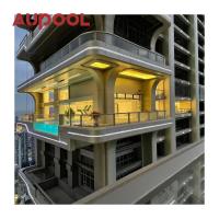 China Cast Acrylic Panel Two Rings PVC Transparent Blue Large Adult Inflatable Pool Outdoor for sale