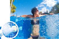 China Pool of Luxury Above Ground Fibre Glass Endless Transparent with Wood Plastic Board for sale