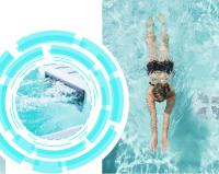 China Pool of Luxury Above Ground Fibre Glass Endless Transparent with Wood Plastic Board for sale