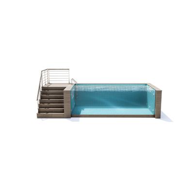China Cutting Service Steel Structure Prefab Pool with 100mm Acrylic Window from AUPOOL OEM for sale