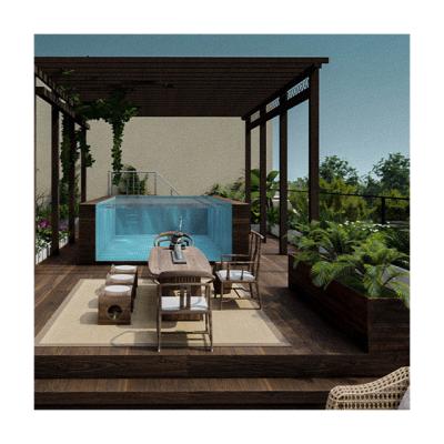 China 31 Years Non-Yellowing Glass Panel Wall Outdoor Custom Rectangle Prefab Swimming Pool for sale