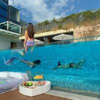 China Transparent Plastic Sheet Gym Pool Thick Glass Acrylic Swimming Pool with Air Pump for sale