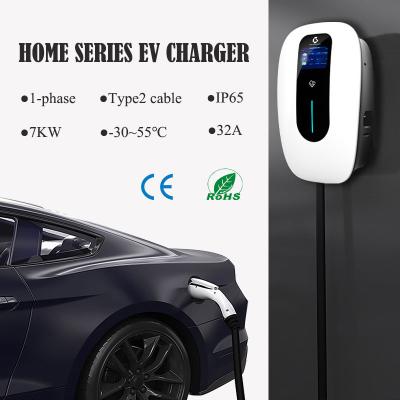 China 7kw Type 2 RFID Electric Vehicle Wifi EV Charger 32a 230V 1 Phase For Home for sale