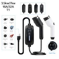 China 7kw 3.5kw 16A 32A SAE J1772 Type 1 Indicator Light Portable Car EV Charger for sale
