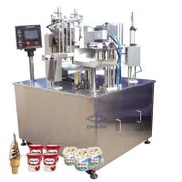 China Rotary Gelato Ice Cream Cup Filling Sealing Machine 220V 2.5KW for Food Shop for sale