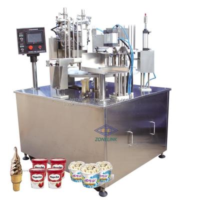 China Rotary Gelato Ice Cream Cup Filling Sealing Machine 220V 2.5KW for Food Shop for sale