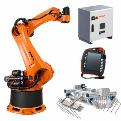 China High Speed KUKA KR 470-2 PA 5 Axis 470kg 3150mm Industrial Palletizing Robot Arm with Pallet Gripper for Heavy Goods Handling for sale