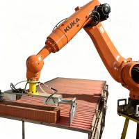 China FullyAutomatic KUKAKR300 R2700-2 6Axis RoboticArm Brick Palletizing Application with Metal Suction Cup for Construction Industry for sale