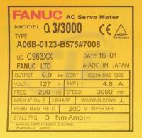 China Genuine FANUC AC Servo Motor Model A06B-0123-B575#7008 Industrial Robot Motor 1kW 3Nm 3000RPM High Precision for sale