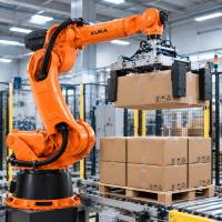 China KUKA KR 510 R3080 6 Axis Industrial Robot Arm 3076mm Reach Heavy Duty Palletizing with Sponge Gripper for Automotive Foundry for sale