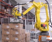 China 4-Axis Fanuc M-410IC/110 Palletizing Robot 110kg 2403mm with Pneumatic Suction Cup for Carton Stacking in Warehouse & Logistics for sale
