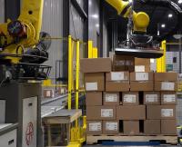 China Fanuc R-2000IC/165f Industrial Robot 165kg 2655mm for Carton Palletizing with Pneumatic Suction Cup and Cable Dress Pack for sale