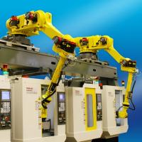 China Fanuc M-710iC/50 Industrial Robot 50kg 2050mm Inverted Gantry Truss for Machine Tending with Customized Gripper for sale