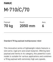 China FANUC M-710iC/70 6-Axis Industrial Robot 70kg Payload 2050mm Reach Heavy-Duty Palletizing Assembly for for sale