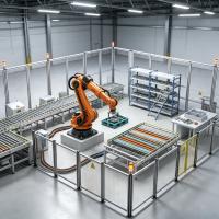 China Durable KUKA KR300 Custom Robotic Palletizing Workstation Food Processing Logistics Storage Intelligent 6 Axis Robot System for sale