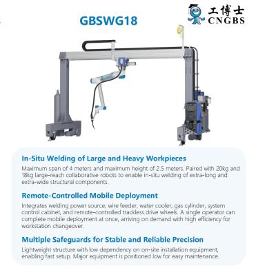 China CNGBS GBSWG18 Mobile Gantry Welding Workstation With GBS6-18 6kg 1800mm Cobot for Large Workpiece In-Situ Long Seam Welding for sale