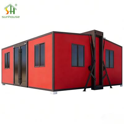 China Small Expandable House Container Double Wing 2 Bedroom Expandable Home for sale