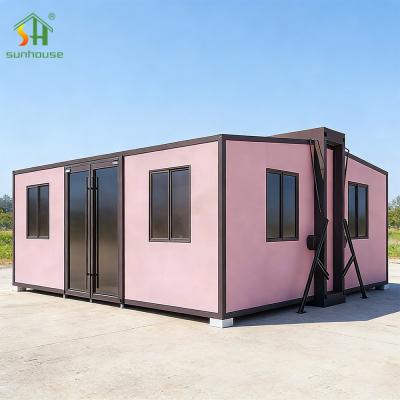 China Modular Double Wing Expansion House Fast Deploy Expandable 2 Bedroom Prefab Homes for sale