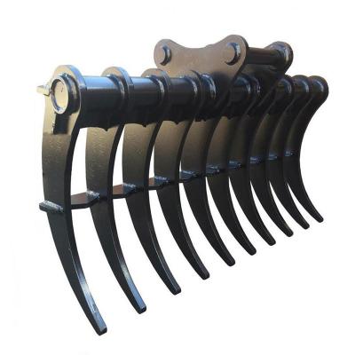 China Customized excavator rake 6ton excavator brush rake excavator rake riddle bucket excavator ground clearing rake for sale