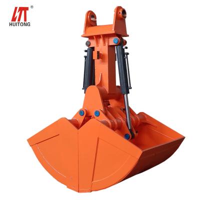 China Factory Supply Excavator Hydraulic Clamshell Bucket HUITONG High Quality Q355B Material 11-16Ton 0.6-0.8m for Material Re-handling/Foundation Excavation/Ship Hold Loading & Unloading for sale
