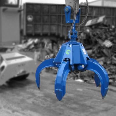 China Orange Excavator Peel Grab Rock Processor Rotating Type for sale