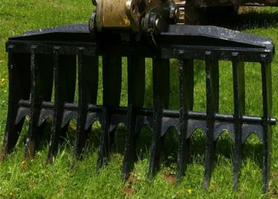 China 8T Mini Excavator Brush Rake Mechanical Root Rake Bucket 8 Teeth for sale