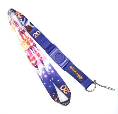 China Plastic Buckle 25MM Dye Sublimated Lanyards Both Sided With Disney Logo Accessory for sale