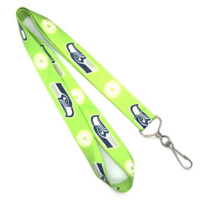 China Custom Logo Green Sports Polyester Neck Strap Lanyard 90cm Length Free Artwork for sale