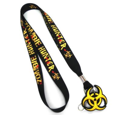 China Custom Dye Sublimation Lanyards with Swivel J-Hook and PVC Rubber Hanger 2.5cm Wide for sale