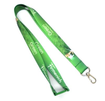 China Green Dye Sublimation Lanyards Keychain Necklace Strap With Metal Spring Hook for sale
