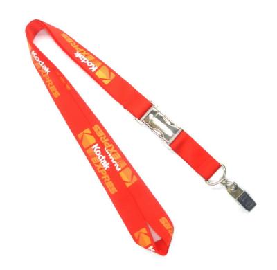 China Red Metal Clip Nylon Neck Strap Lanyard for ID Cards Keys 90cm Length for sale